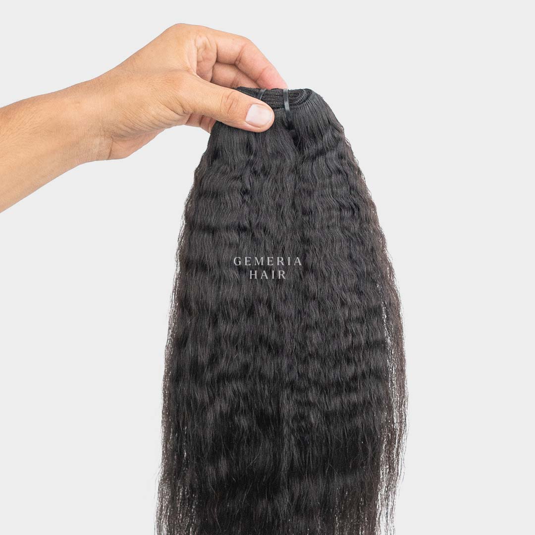 Temple Kinky Straight Indian Hair Weft Extensions | Single Donor Weft ...