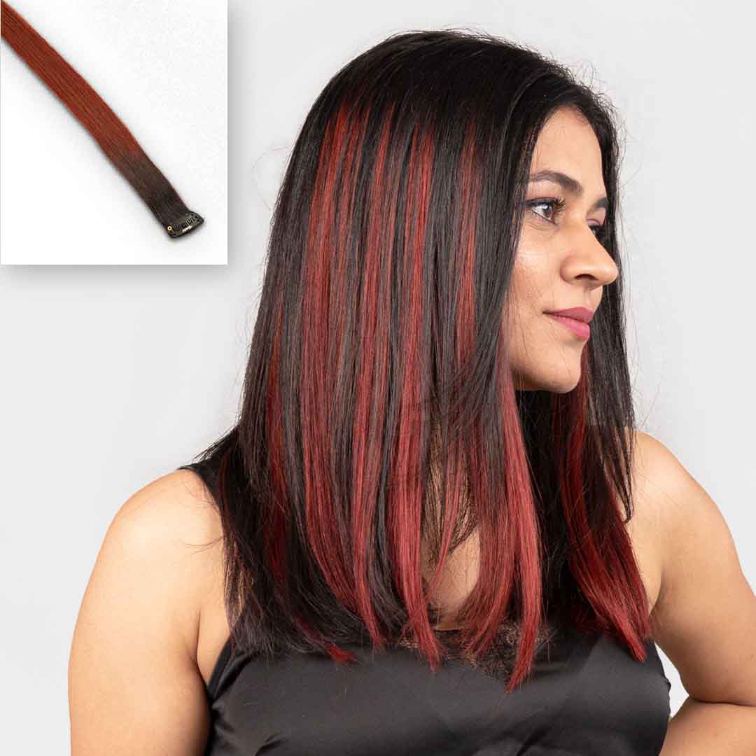 Shop Wine Red Single Clip Highlights | Red Streaks