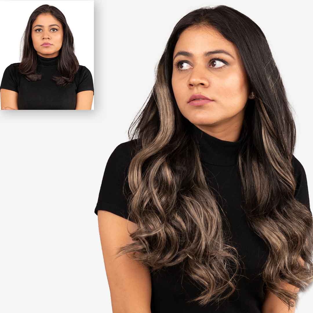 Buy Seamless Light Ash Brown Balayage 7 Set Clip-In-Extensions ...